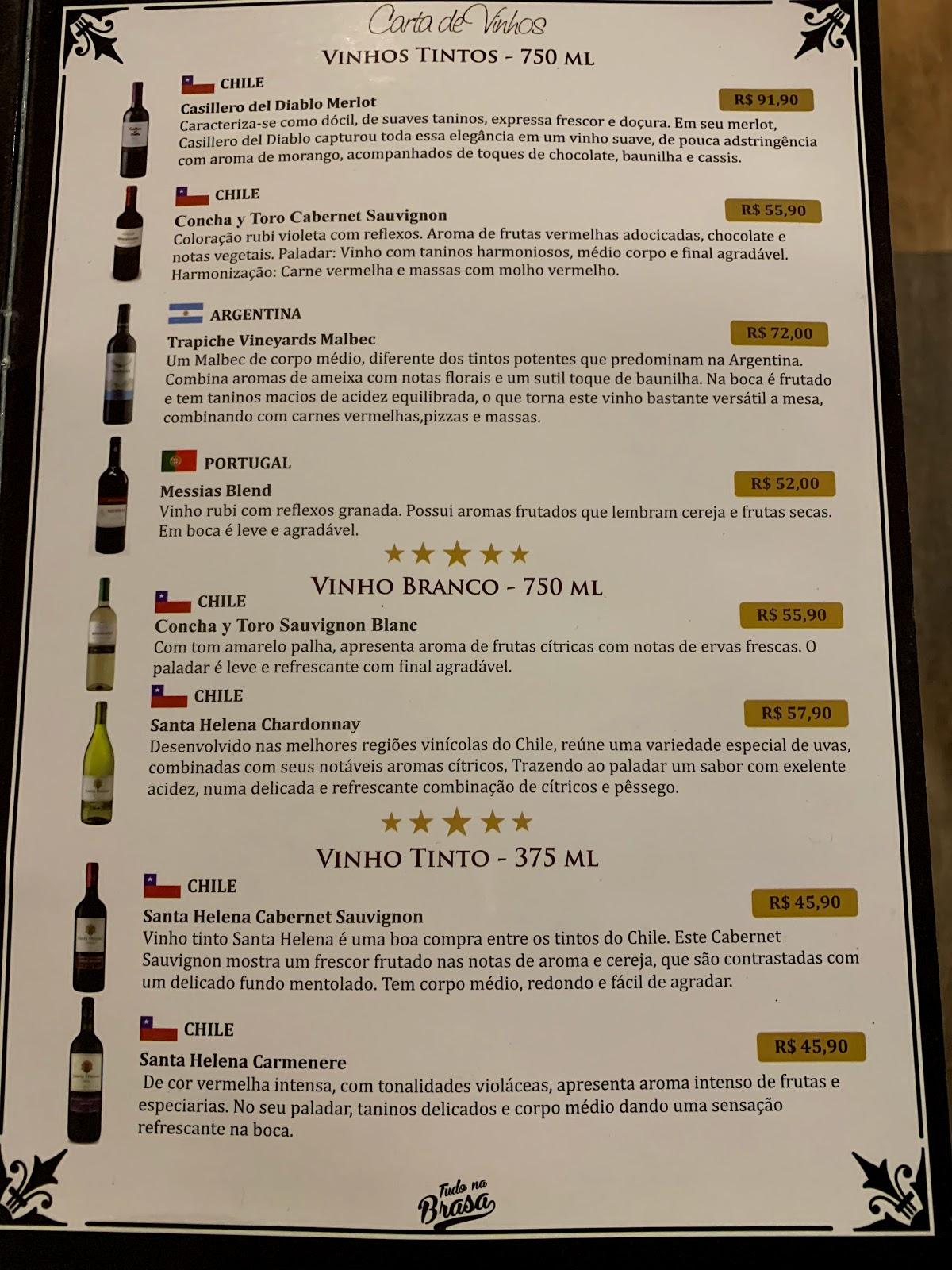 Menu em Tudo na Brasa churrascaria, Belo Horizonte, 1104 Castelo