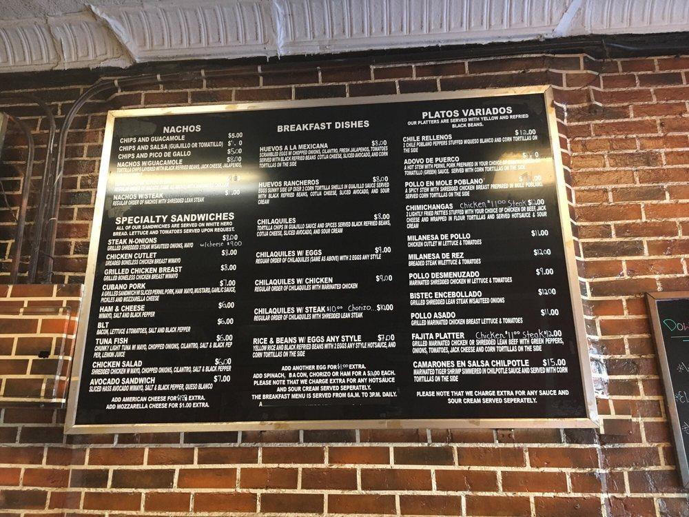 Menu at Downtown Bakery, New York City