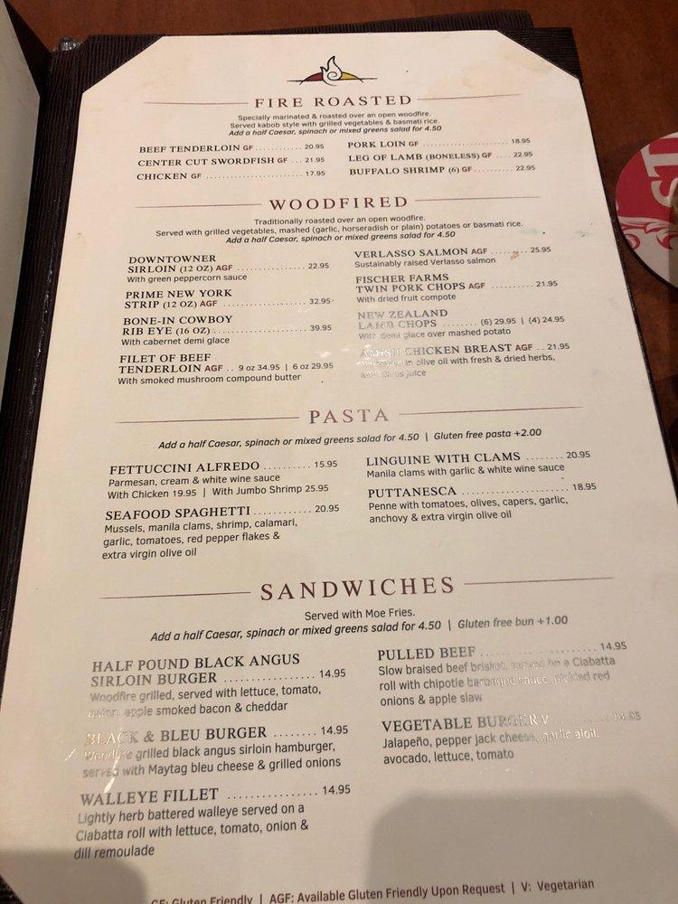 Menu at Downtowner Woodfire Grill steakhouse, Saint Paul