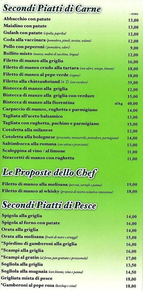 Menu da Il Colibrì ristorante, Roma