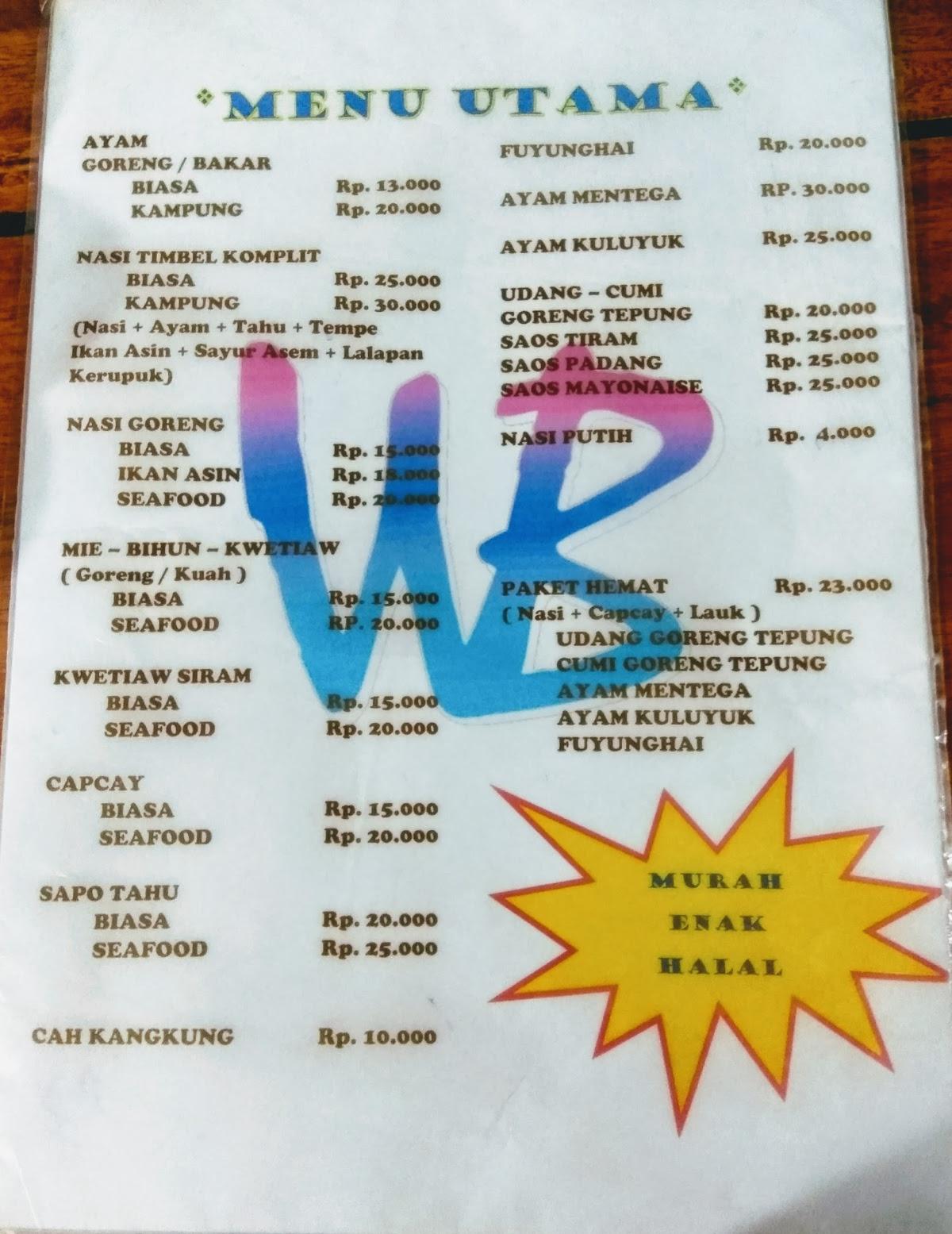 Menu at WB Resto & Internet E-Sports Arena restaurant, East Rangkasbitung