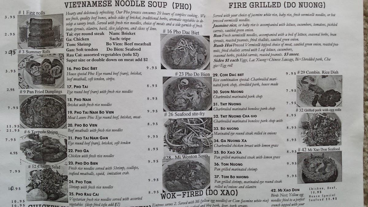 Menu at What the Pho restaurant, D'Iberville, Rodriguez St