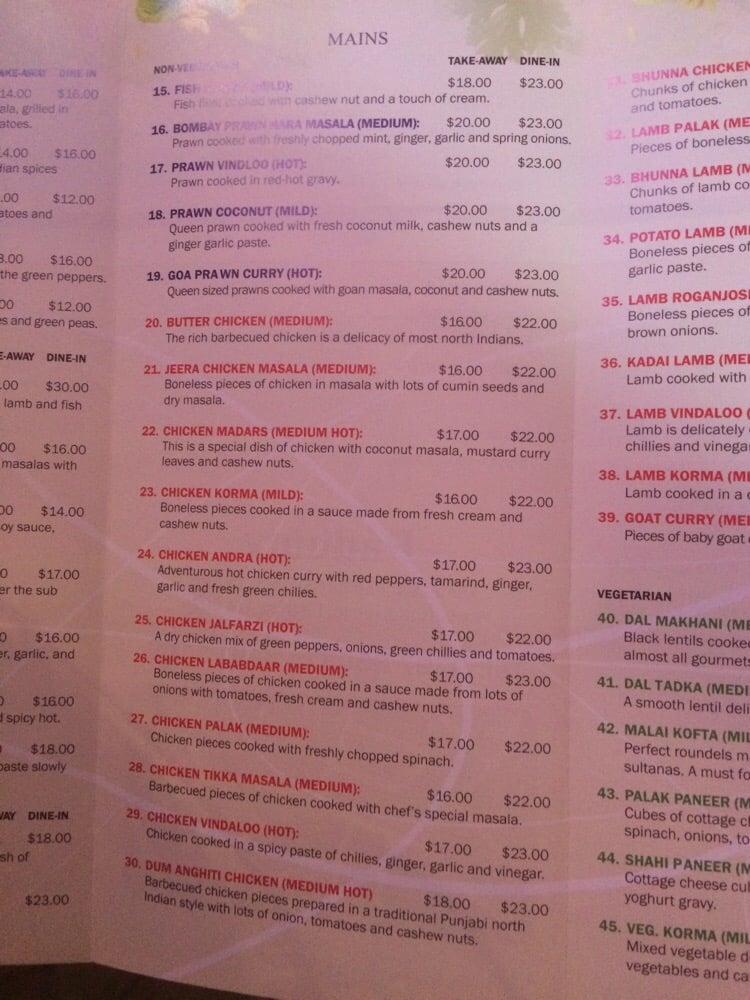 Menu at Anghiti Indian Cuisine restaurant, Padbury