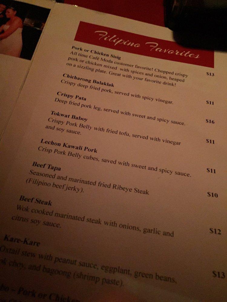 Menu at Cafe Moda, Las Vegas, S Jones Blvd #24