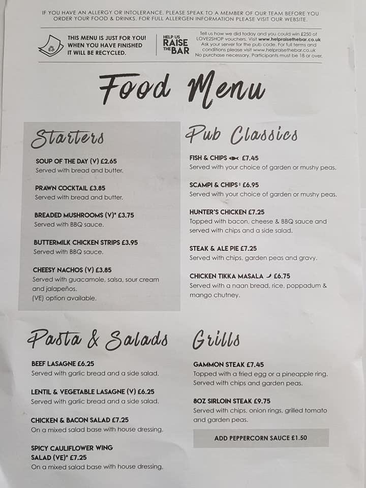 Menu at Golden Hind pub & bar, Birmingham, 188 Kingstanding Rd