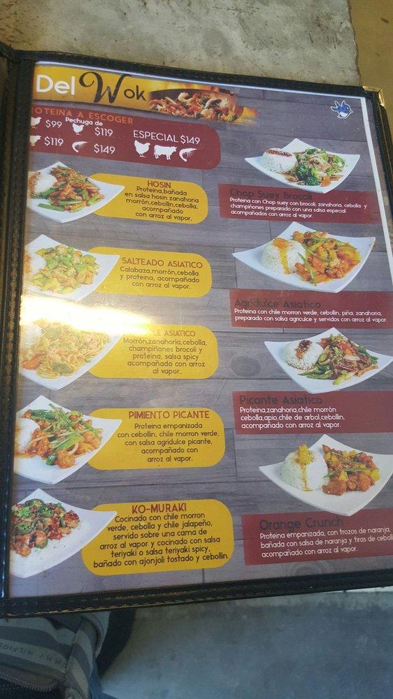 Menu at KOTORI WOK restaurant, Tijuana