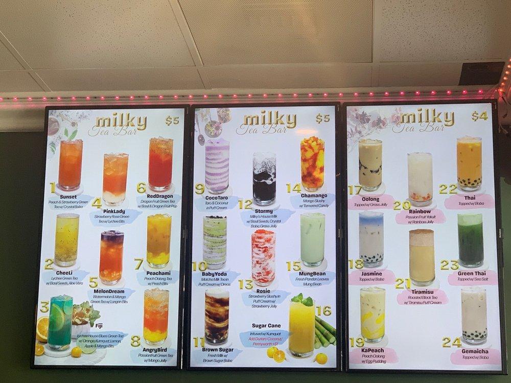 Menu at Milky Tea Bar, Garden Grove