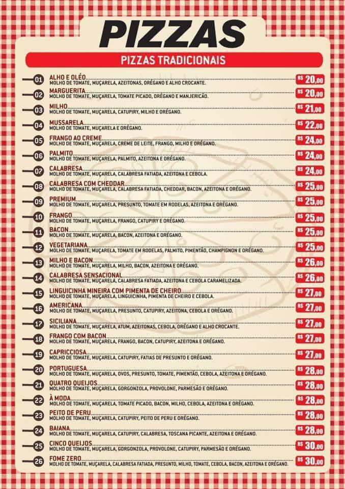Menu at Quiosque Da Pizza restaurant, Ceilândia