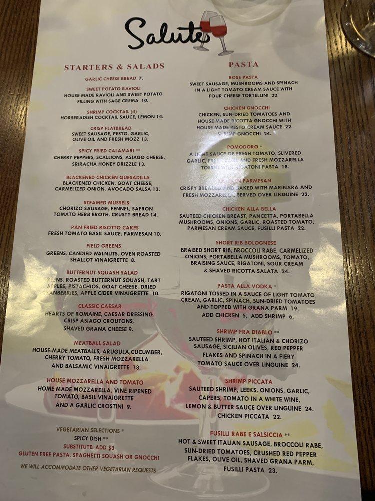 Menu at Salute pub & bar, Rocky Hill
