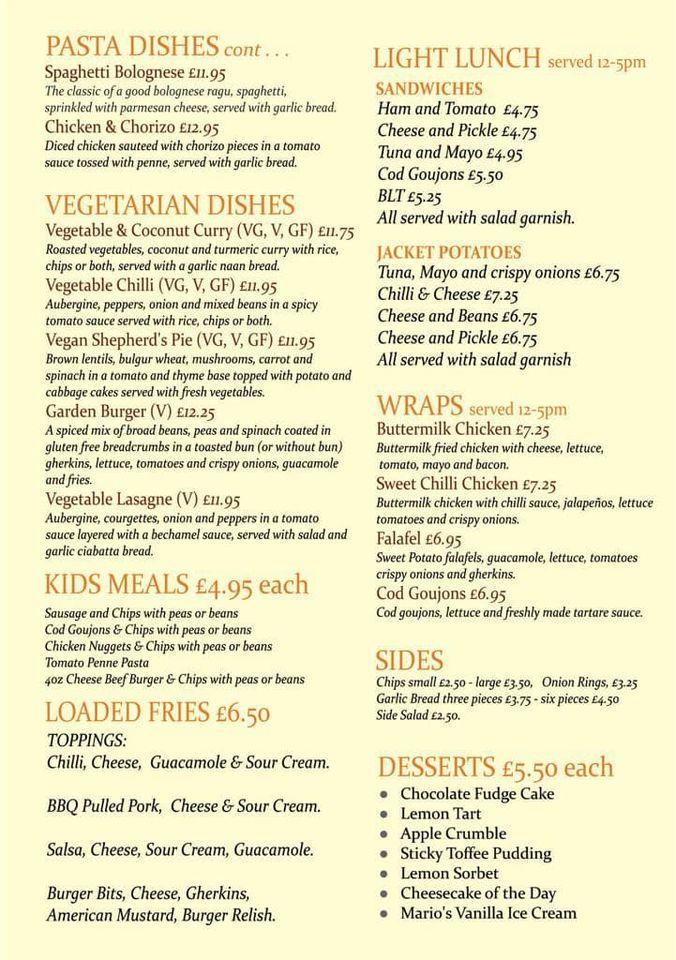 Menu at The Valley pub & bar, Southgate