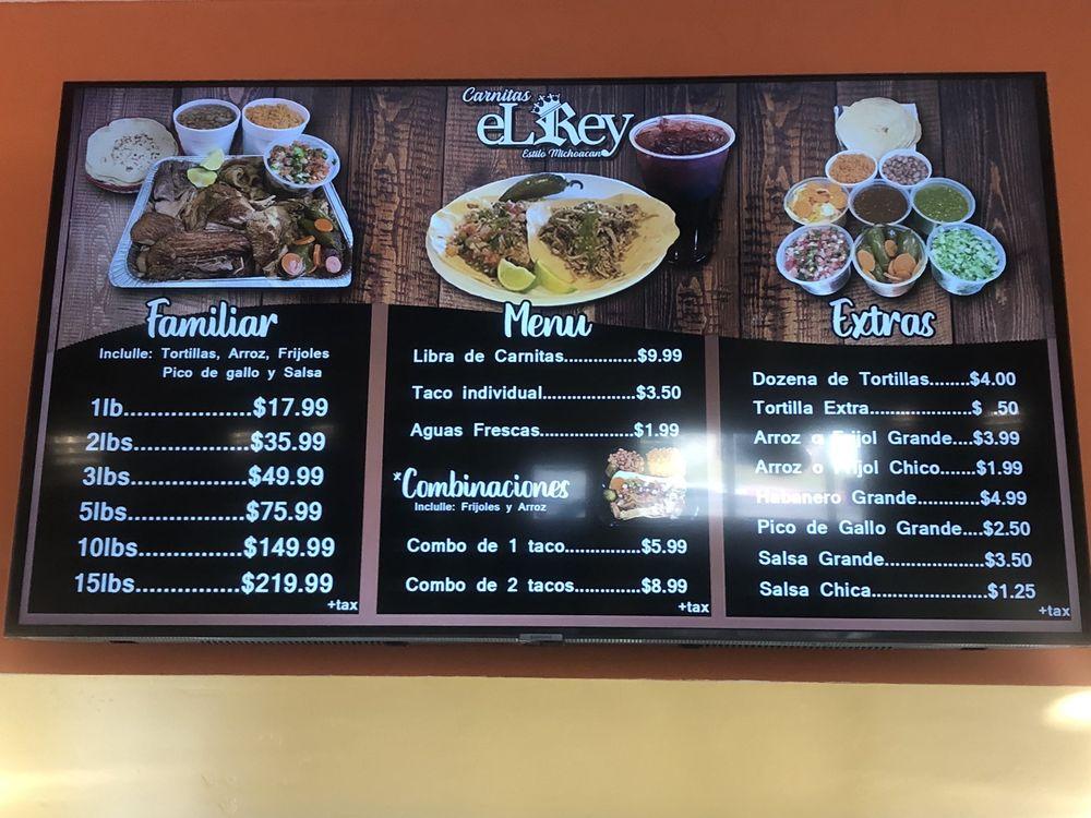 Menu at Carnitas El Rey restaurant, Santa Paula