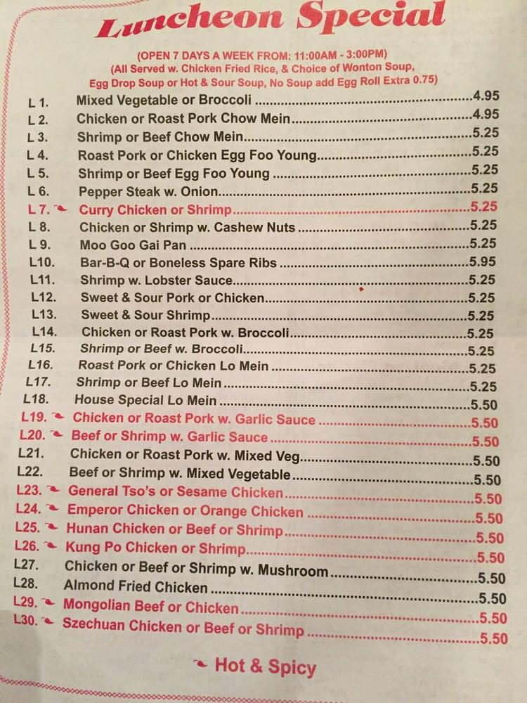 Menu at China Liu's Chinese Restaurant, Lithia Springs, Lee Rd