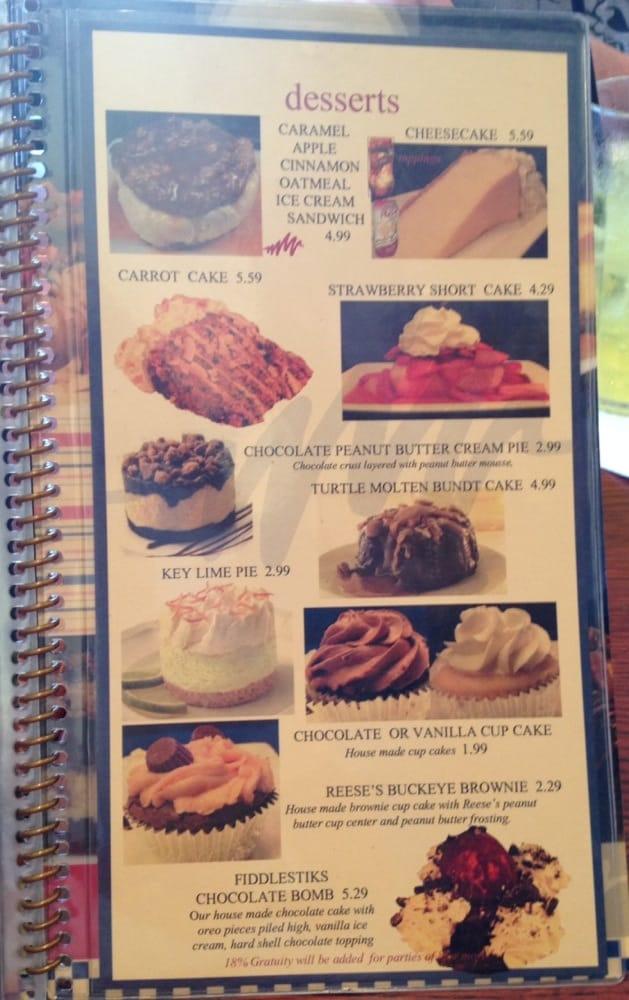 Menu at Fiddlestiks Food & Spirits Company restaurant, Hannibal