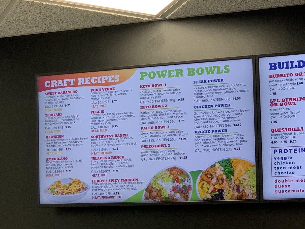 Menu at Hot Head Burritos fast food, Van Wert