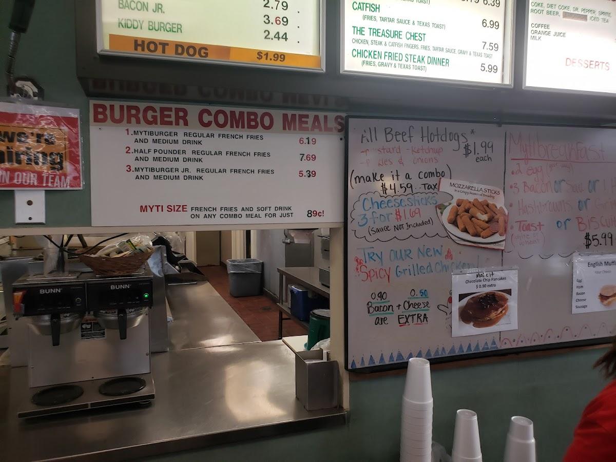 Menu at Mytiburger fast food, Houston, Kempwood Dr