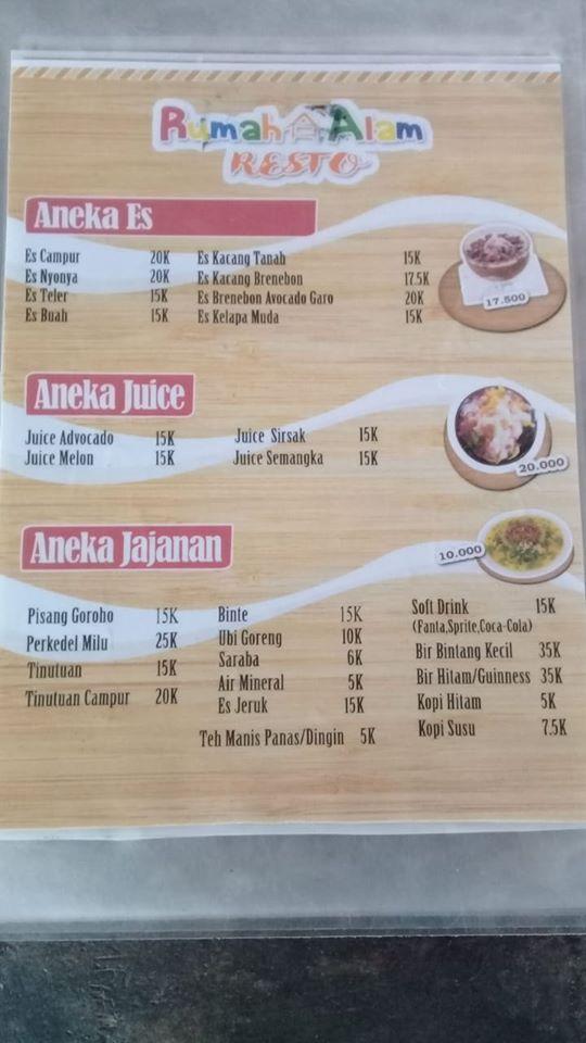 Menu at Rumah Alam Restaurant, Manado