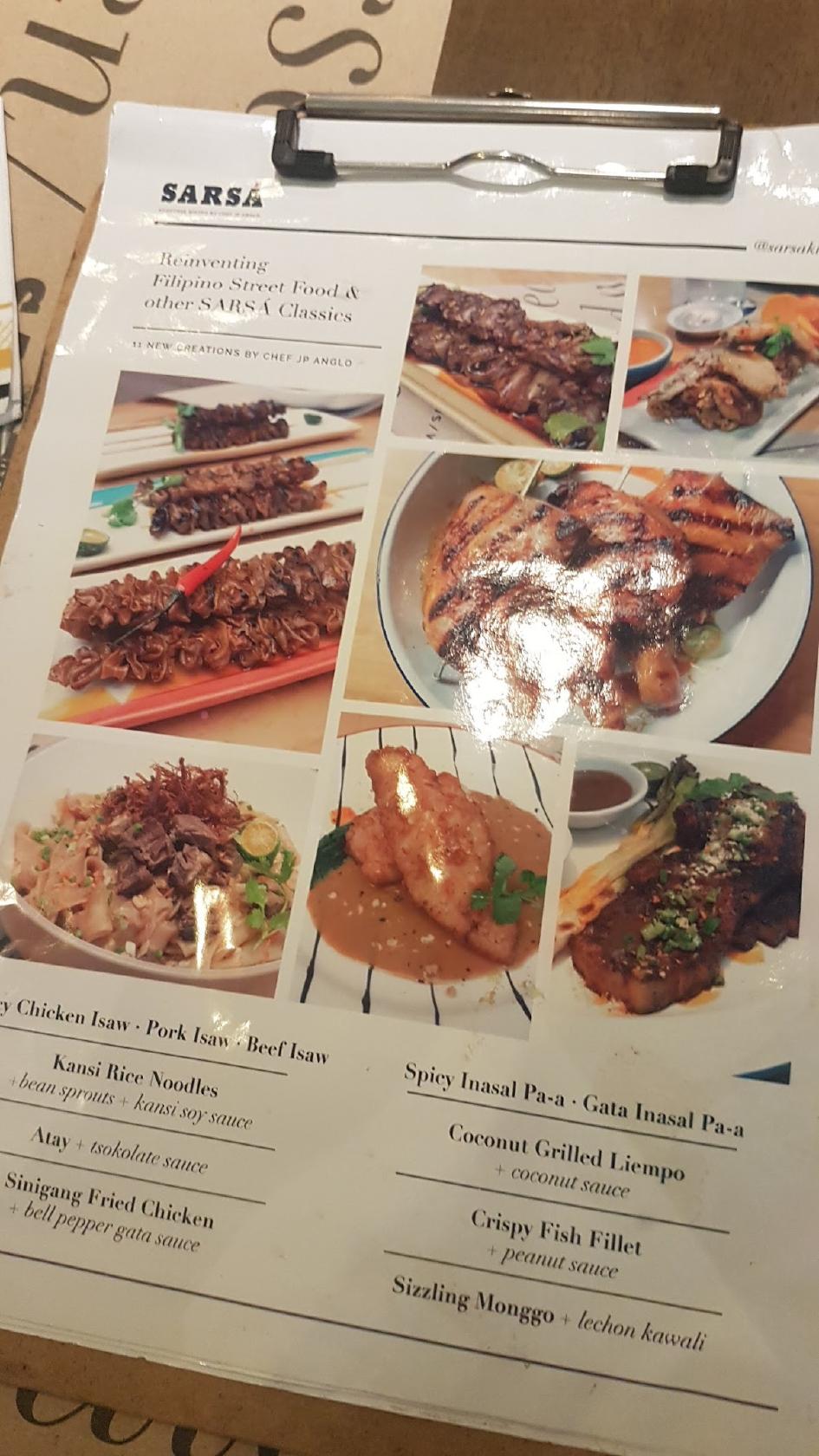 Menu at Sarsá Kitchen + Bar, Makati, 109 Rada