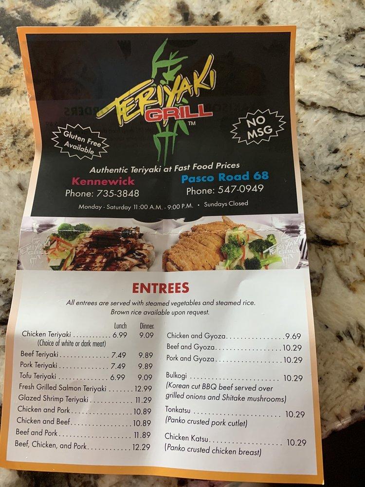 Menu at Teriyaki Grill restaurant, Pasco