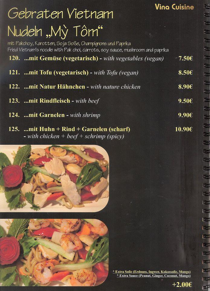 Menu at Vina Vietnam Cuisine restaurant, Weimar