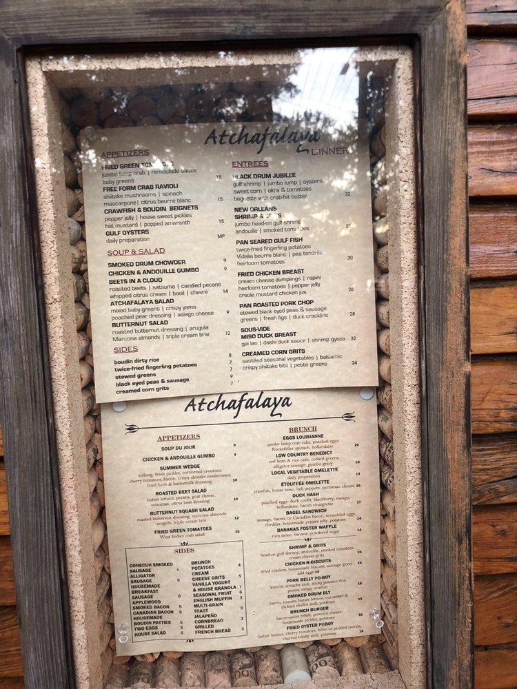Menu at Atchafalaya restaurant, New Orleans, 901 Louisiana Ave