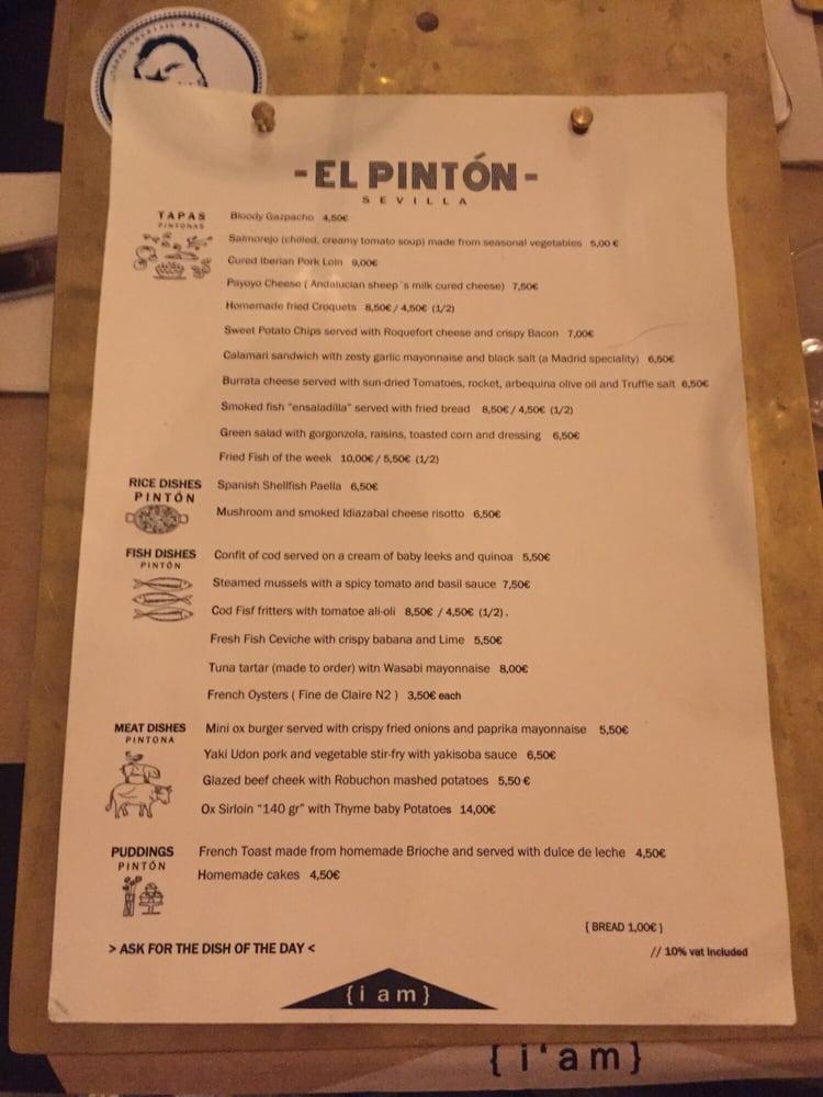 Menu at Restaurante El Pintón, Seville
