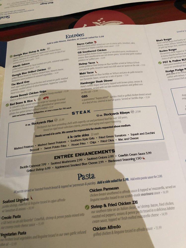 Menu at Georgia Blue restaurant, Brookhaven, 107 S Railroad Ave