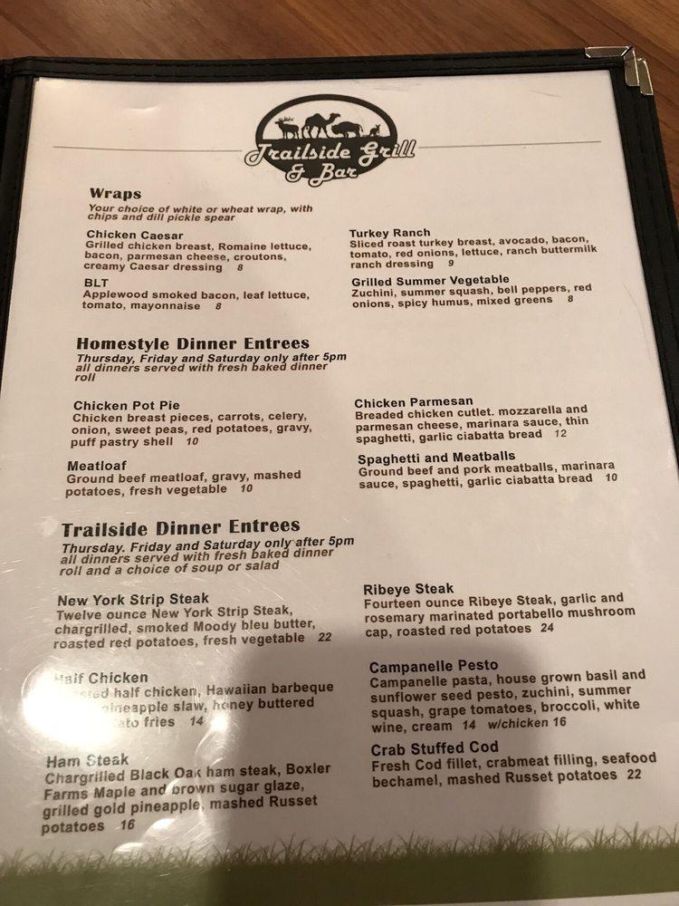 Menu at The Trailside Grill pub & bar, Varysburg