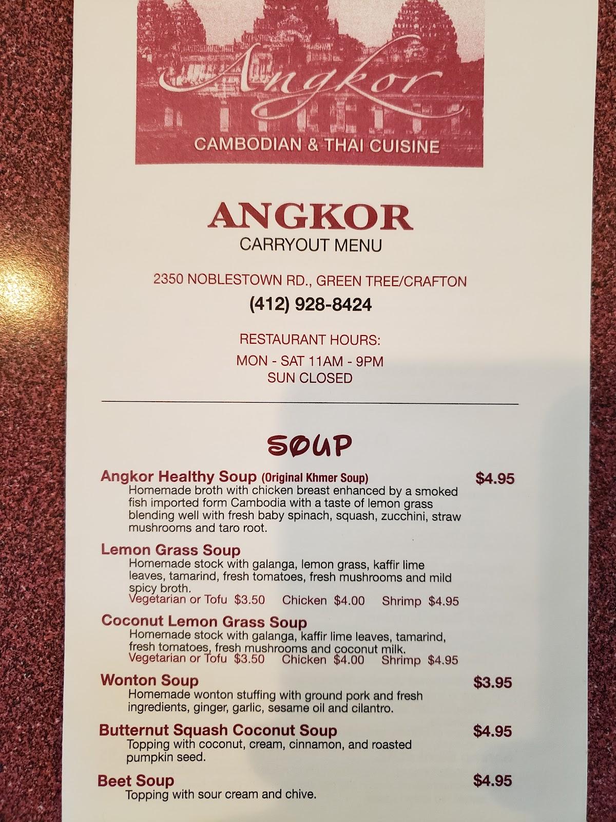 Menu at Angkor - Cambodian Thai Cuisine restaurant, Pittsburgh