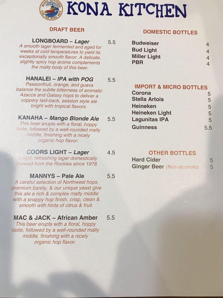 Menu at Kona Kitchen - Lynnwood restaurant, Lynnwood
