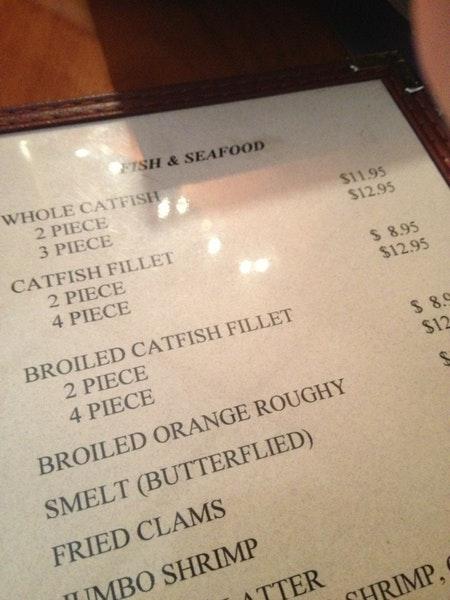 Menu at Roberts Americus Restaurant, USA