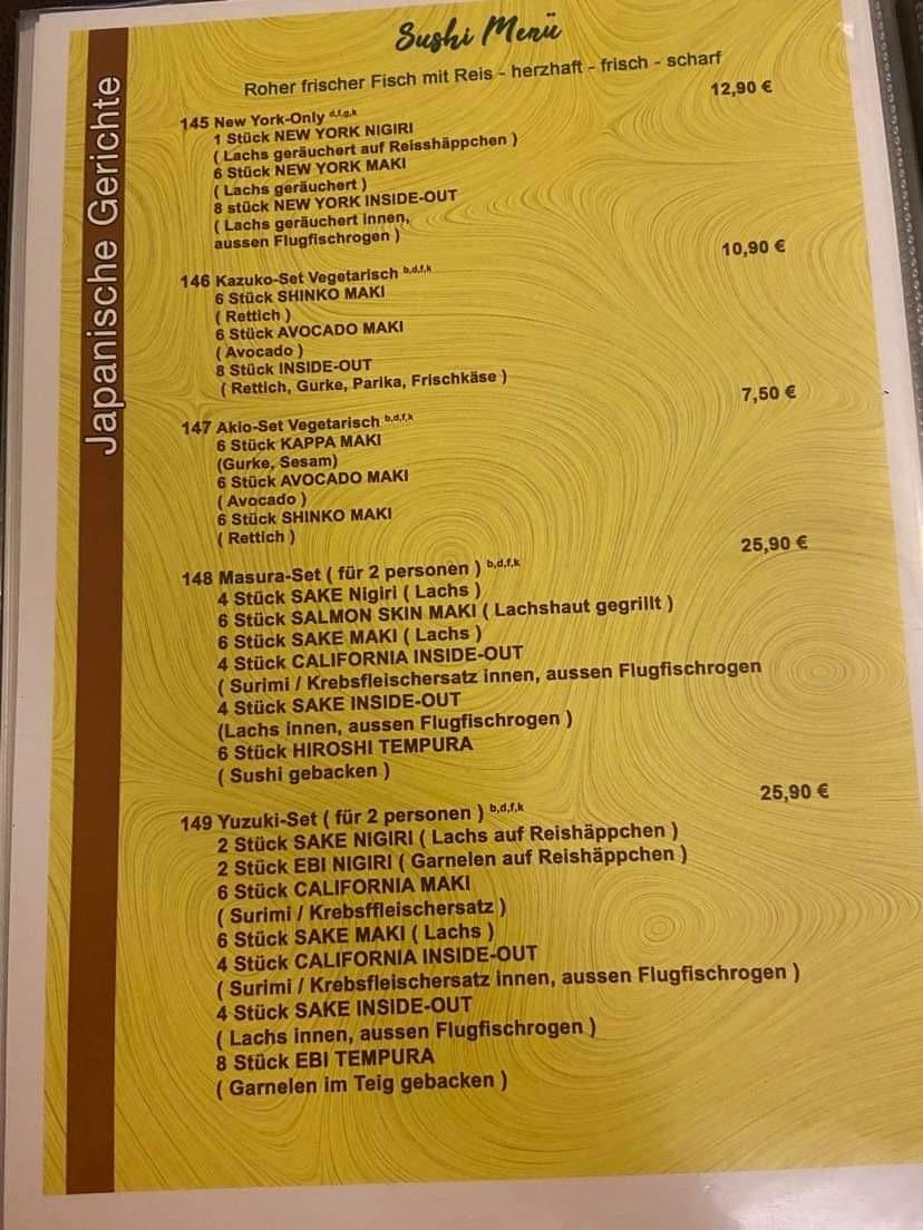 Speisekarte von HONG Kitchen Thai & Sushi restaurant, Genthin