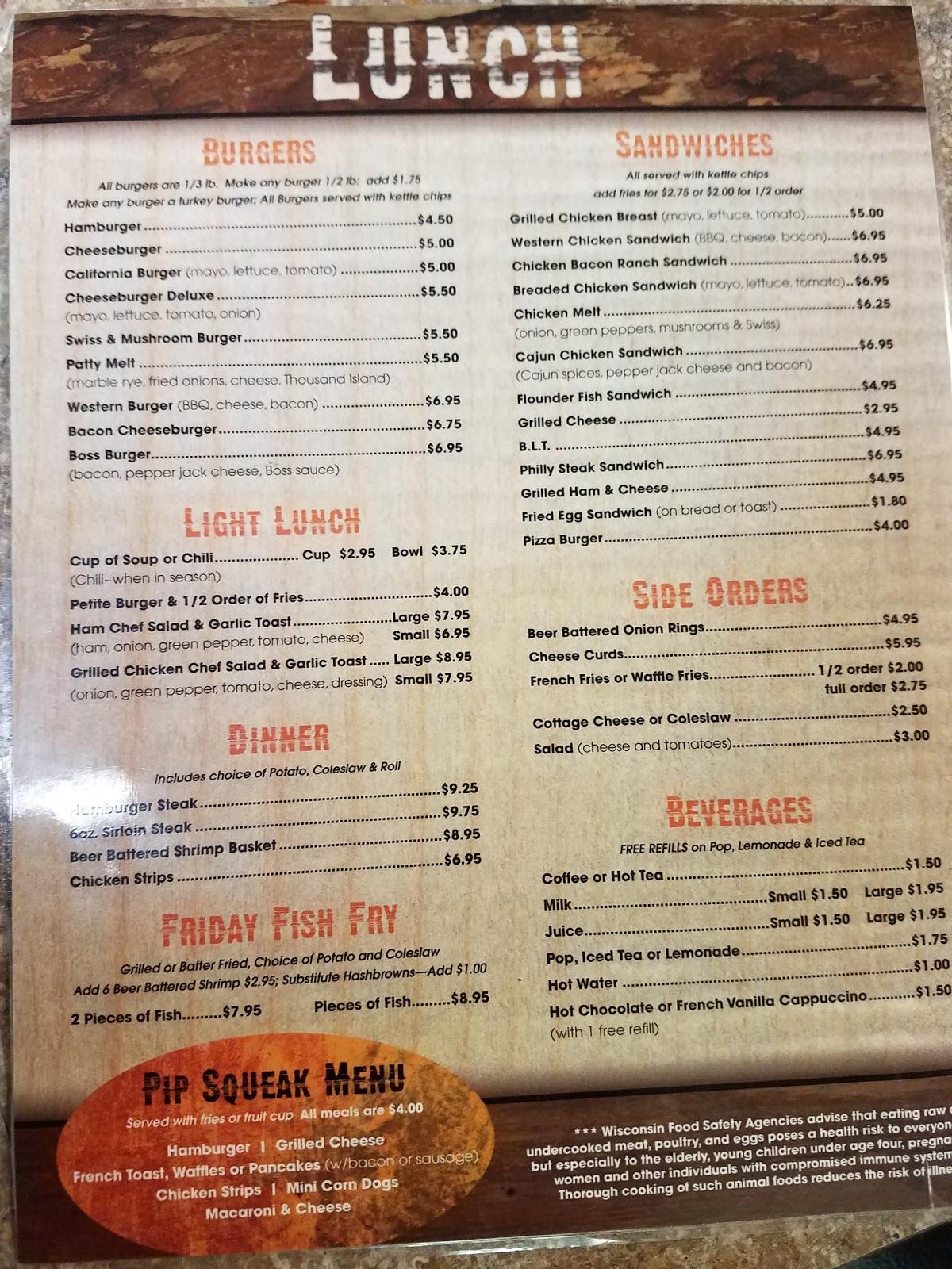 Menu at V&J's Northside Café cafe, Baldwin