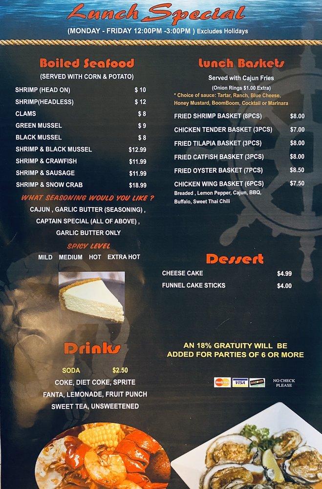 Menu at Captain Crab restaurant, Lake City