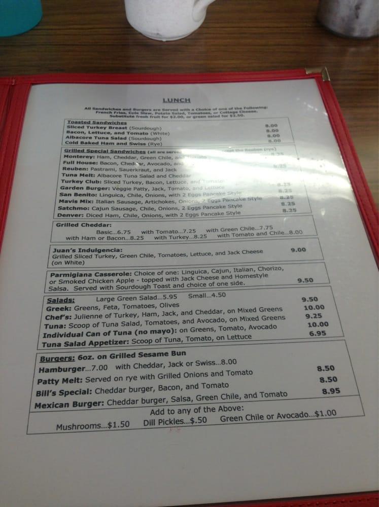 Menu at Main Street Grill restaurant, Half Moon Bay