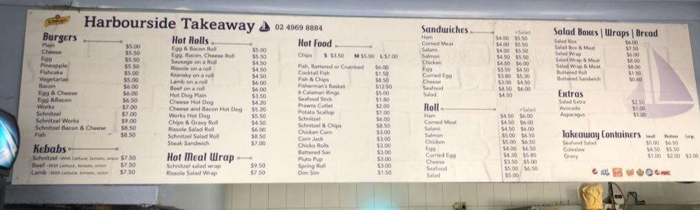 Menu at Harbourside Takeaway fast food, Wickham