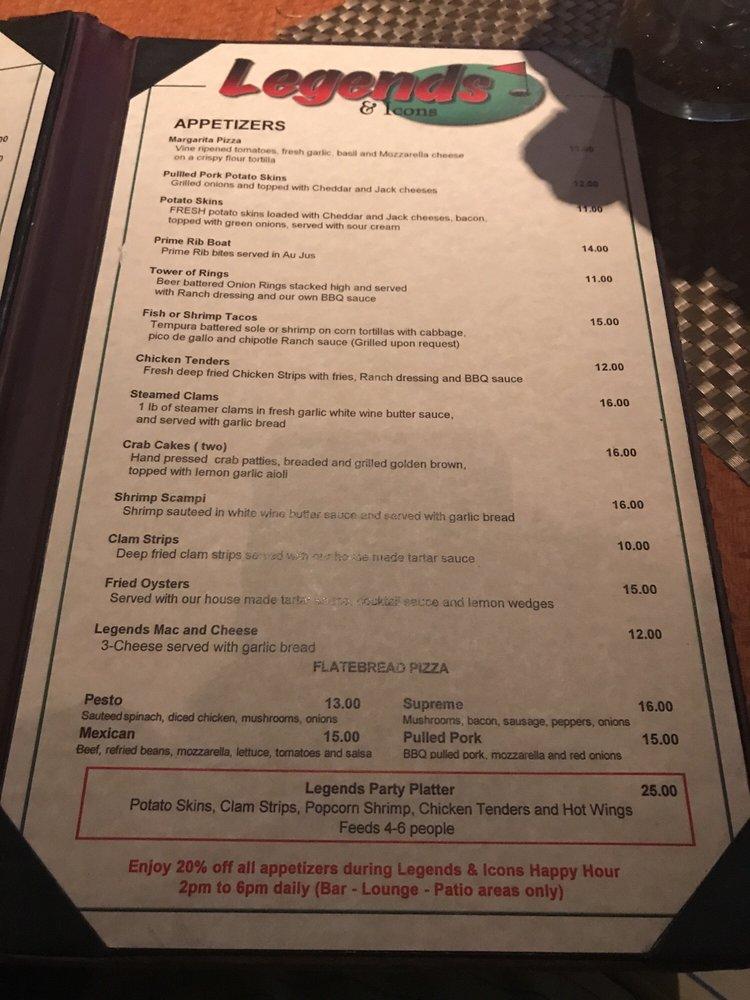 Menu at Legends & Icons Pub & Grill, Palm Desert
