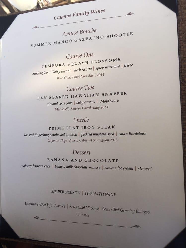 Menu at The Plantation House pub & bar, Kapalua