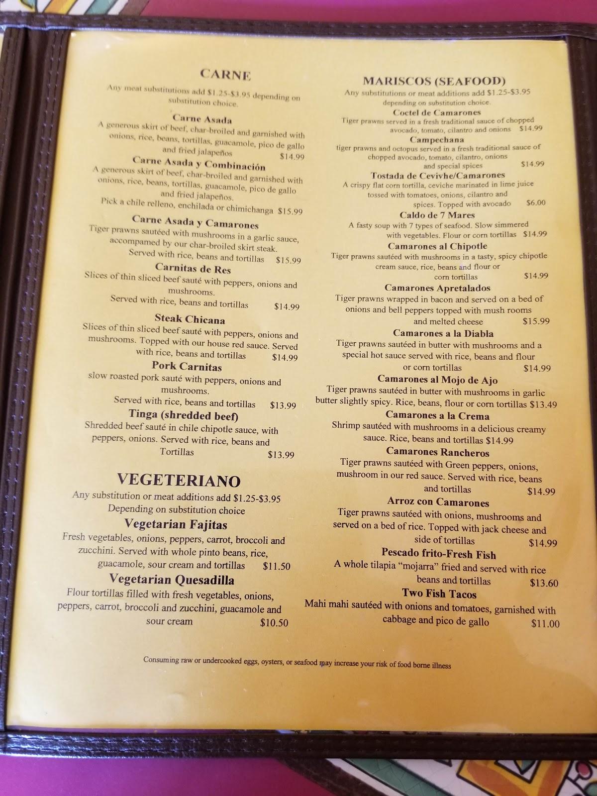 Menu at Casa Durango restaurant, Burien, 1st Ave S