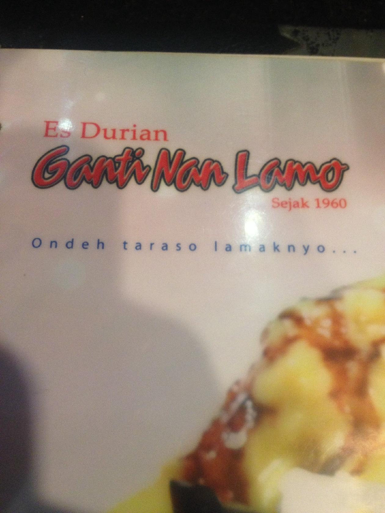 Menu at Es Durian Ganti Nan Lamo cafe, Padang