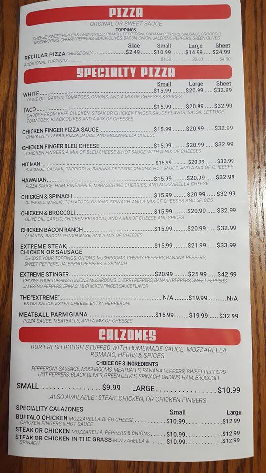 Menu at Extreme pizza buffalo ny pizzeria, Buffalo