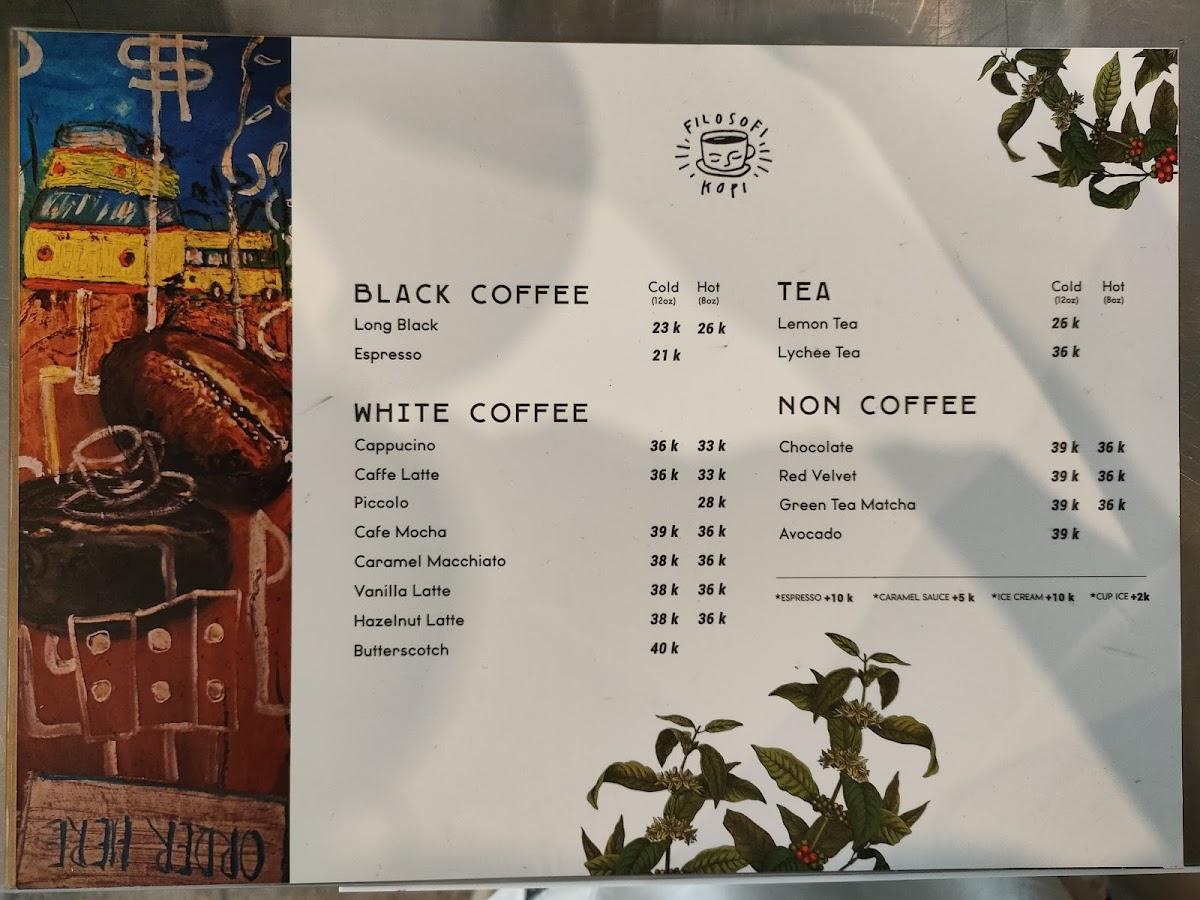 Menu at Filosofi Kopi JNM Bloc, Yogyakarta