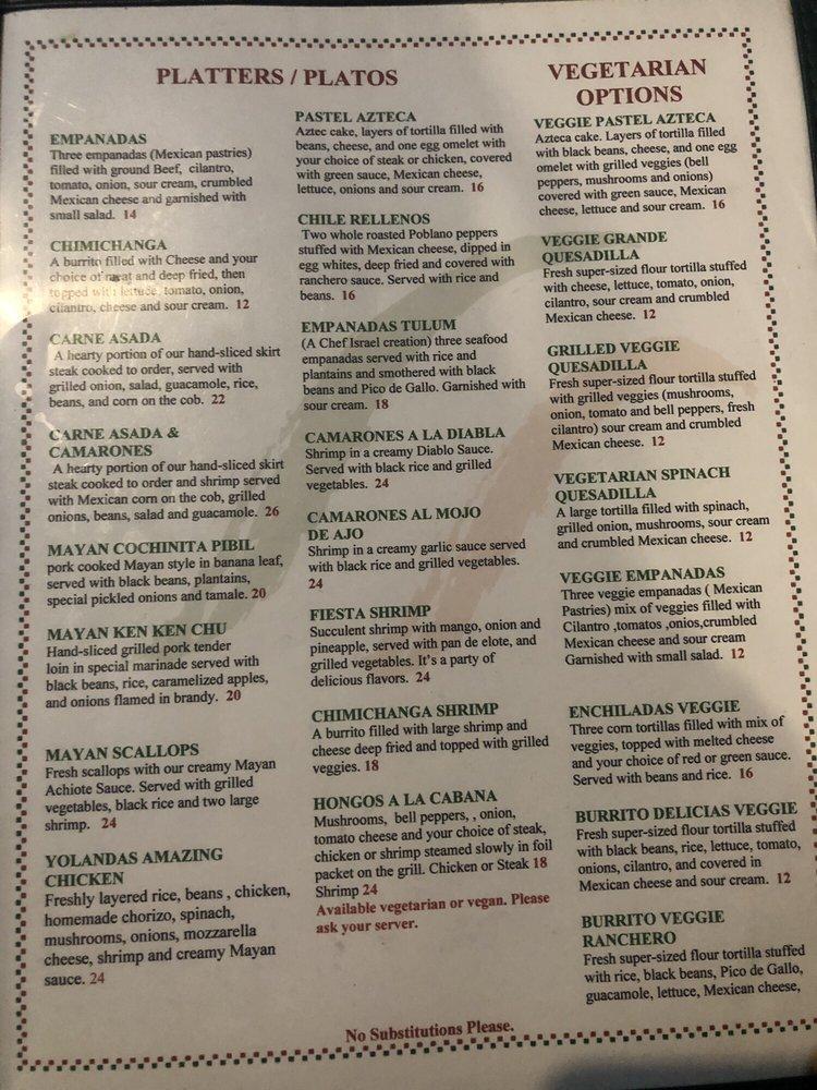 Menu at Israel’s Delicias De Mexico Gourmet restaurant, New Albany