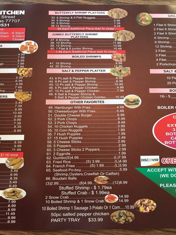 Menu at K Asian Kitchen restaurant, Beaumont, College St