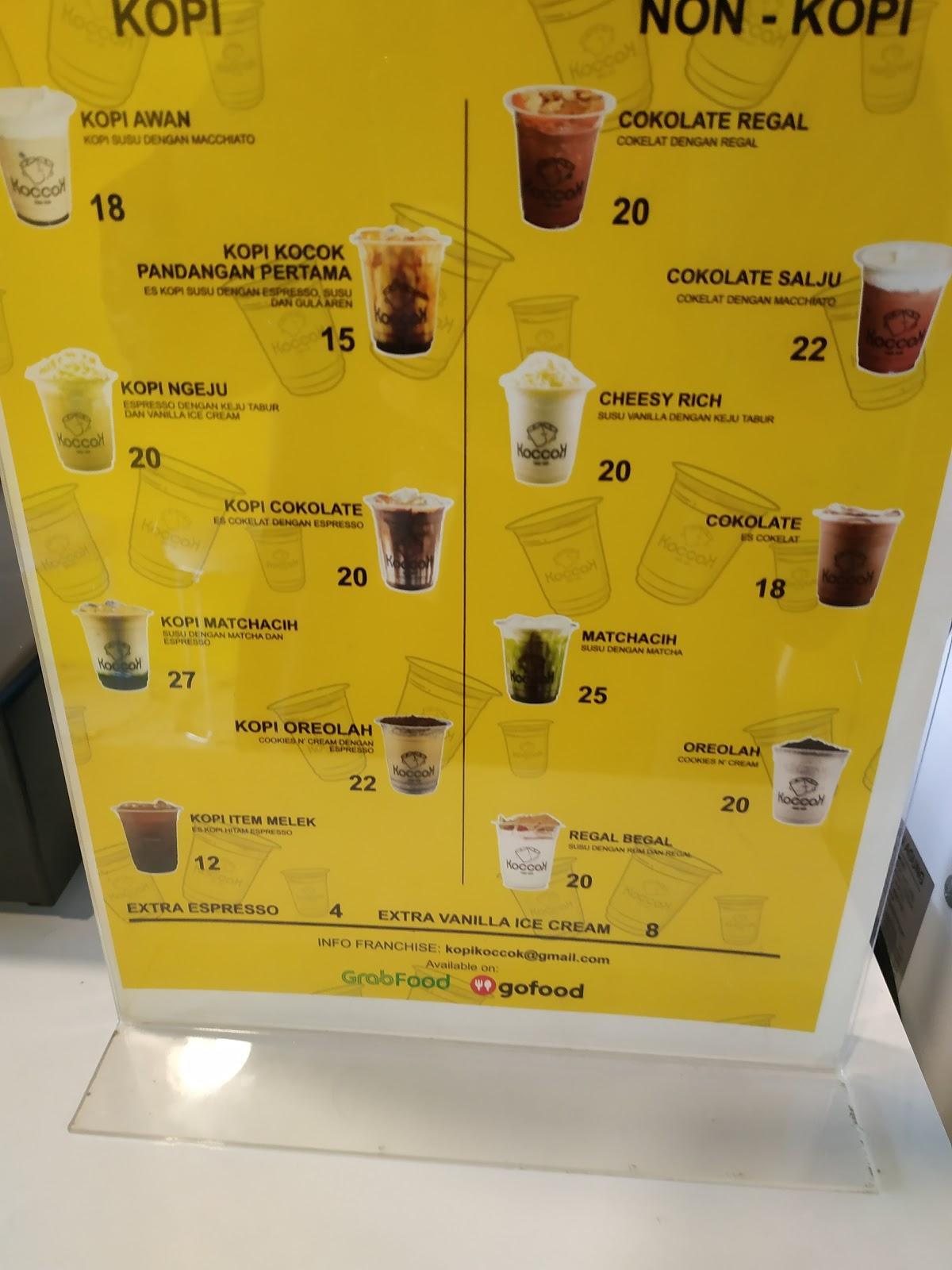 Carta de Kopi Koccok Galuh Mas Ruko City Walk, Karawang