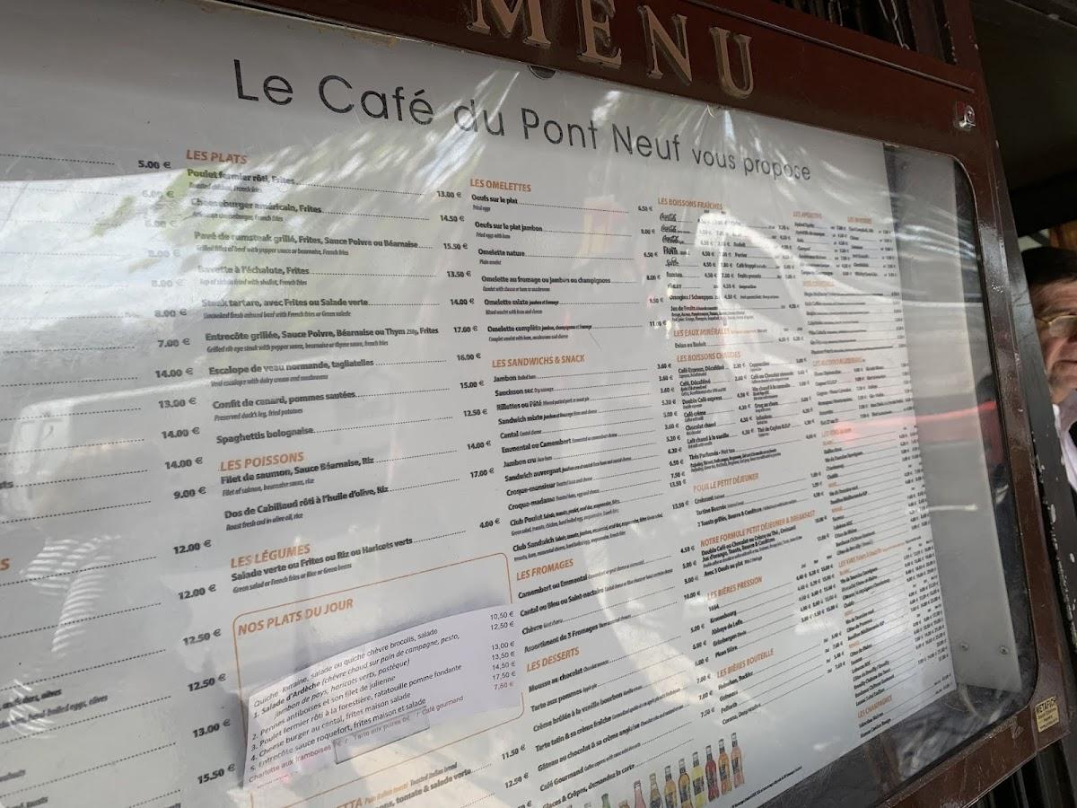 Carta de Café du Pont Neuf, Paris