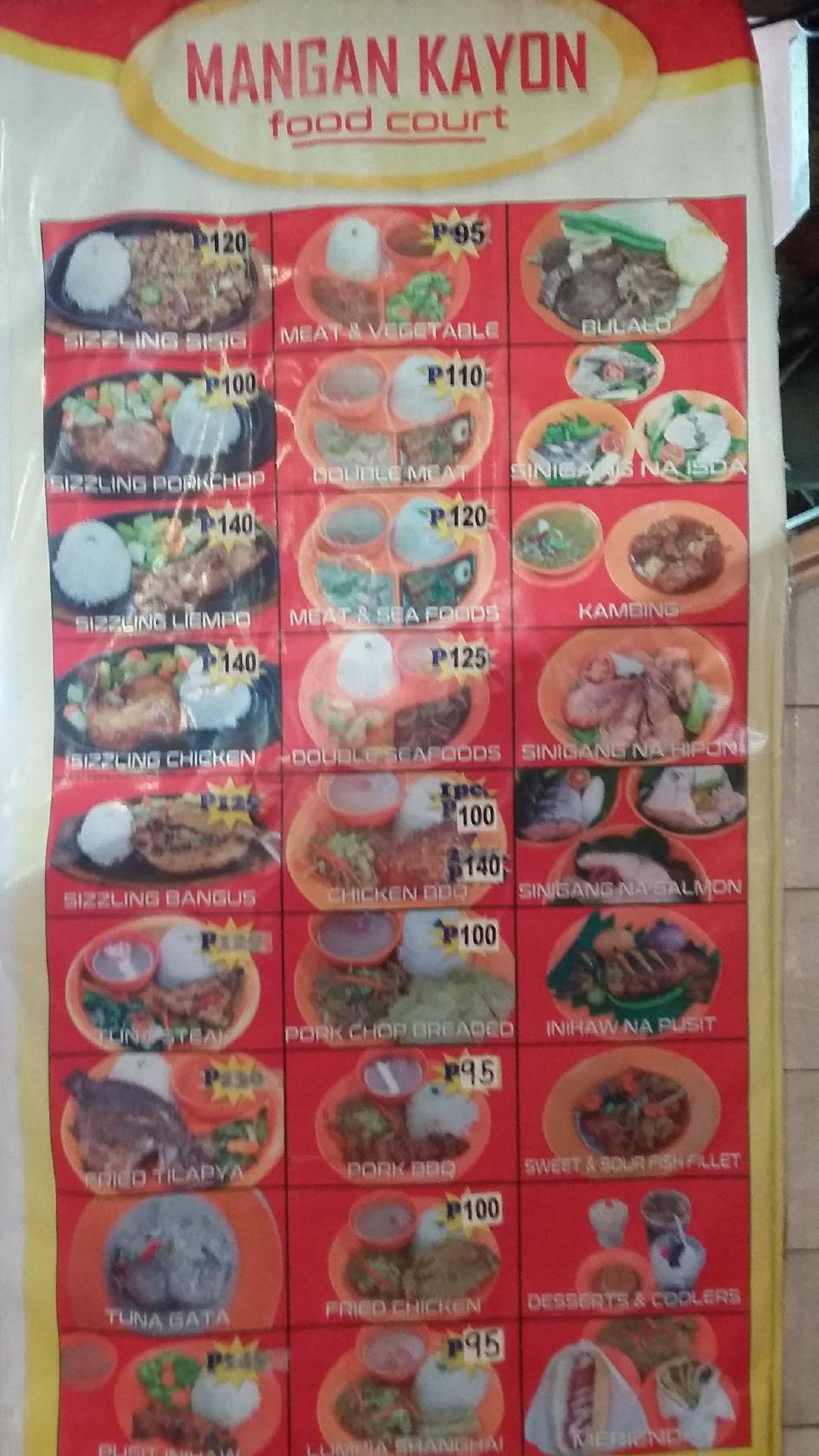 Menu at Mangan Kayon restaurant, Pasay