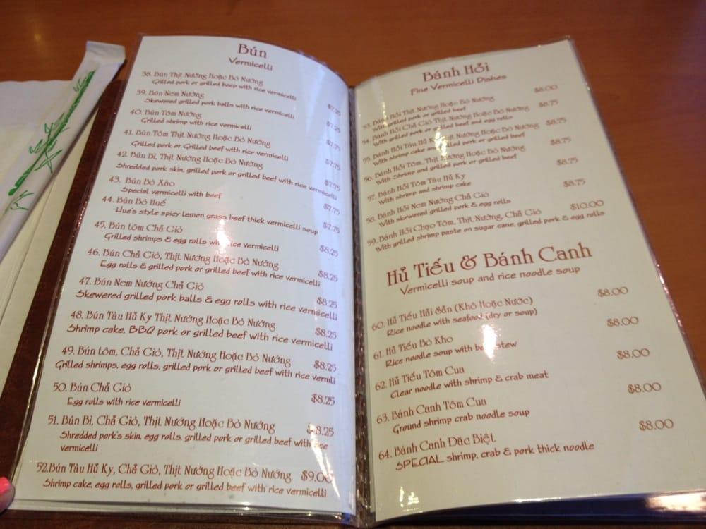 Carta del restaurante Phở Lú, Garden Grove
