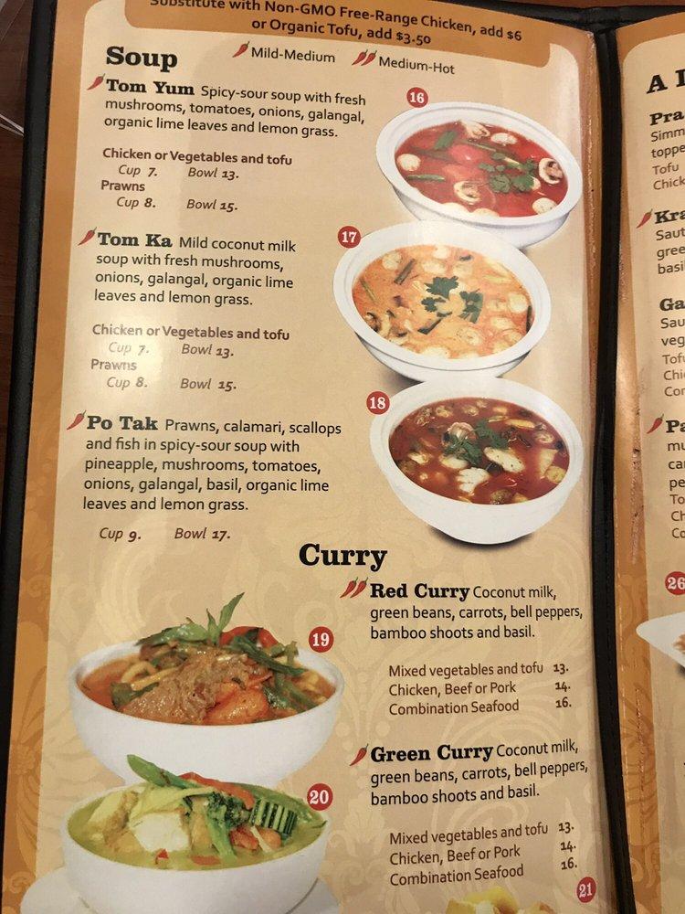 Menu at Thailand Restaurant Novato, Novato