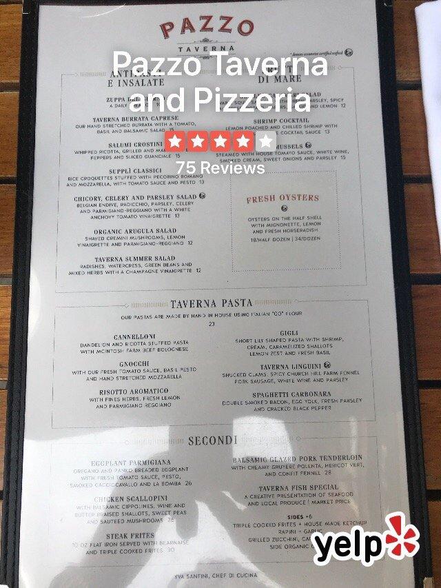Menu at Pazzo Pizzeria, Stratford