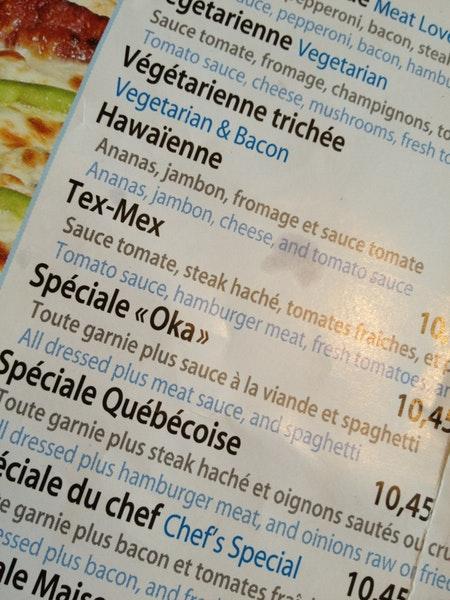 Menu at Pizza Greco pizzeria, Oka